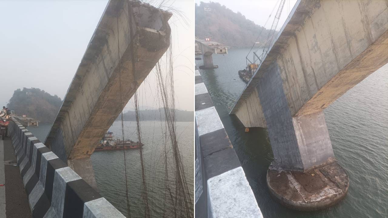 ಕಾಳಿ ನದಿಗೆ ಅಡ್ಡಲಾಗಿ ಕಟ್ಟಿರುವ ಸೇತುವೆ ಪಿಲ್ಲರ್ ದಿಢೀರ್ ಕುಸಿತ: ತಪ್ಪಿದ ಭಾರೀ ...