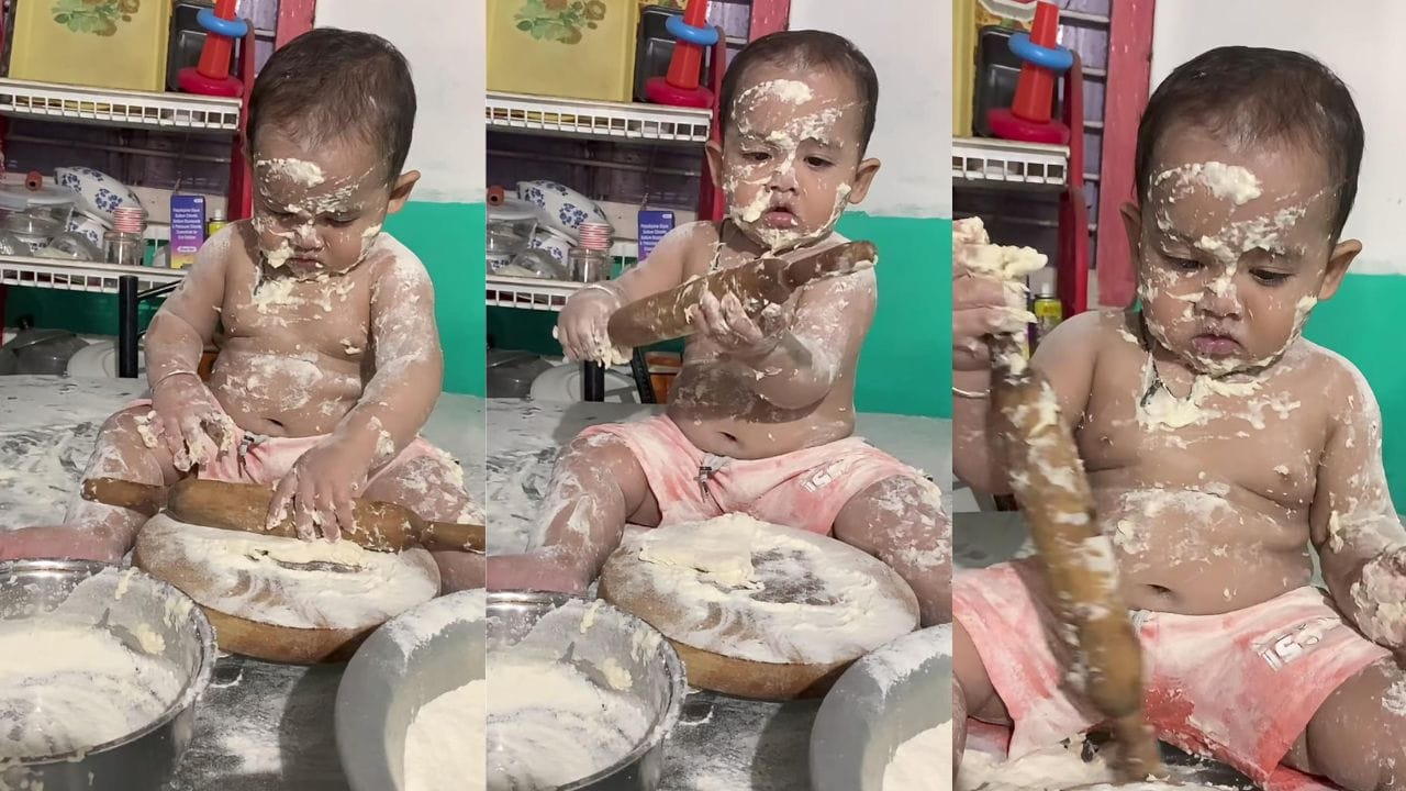 Video: ಚಪಾತಿ ಮಾಡಲು ಹೋಗಿ ಮೈ ತುಂಬಾ ಹಿಟ್ಟು ಮೆತ್ತಿಕೊಂಡ ಪುಟಾಣಿ - Kannada ...